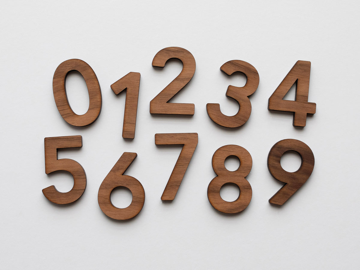 Wooden Number Set • Wood Numerals & Math Symbols in Walnut – Gladfolk