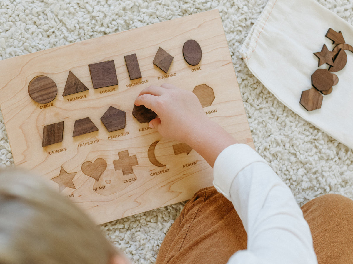 Wooden Shapes Montessori Board and Tabletop Geometry Reference Chart ...